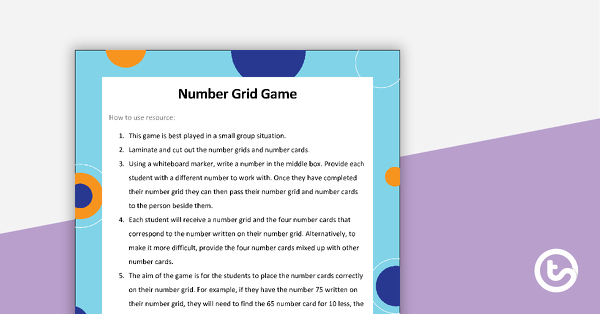 Number Grid Game | Teach Starter